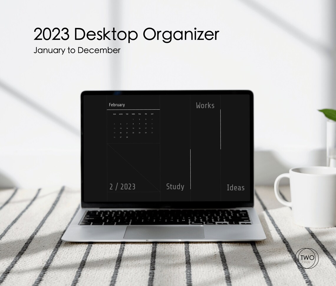 2023 Black Desktop Wallpaper Organizer With Calendar View January to ...