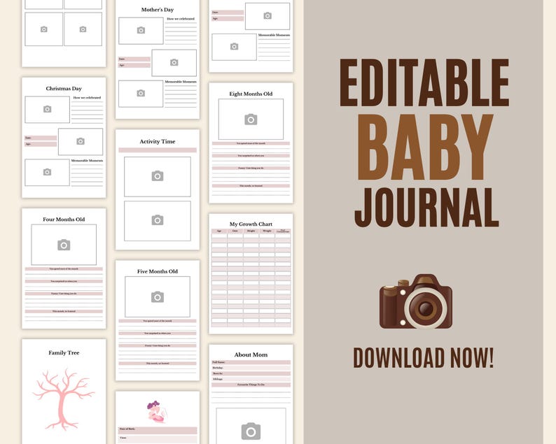 Editable Digital Baby Memory Book With Resell Rights | Baby Journal ...