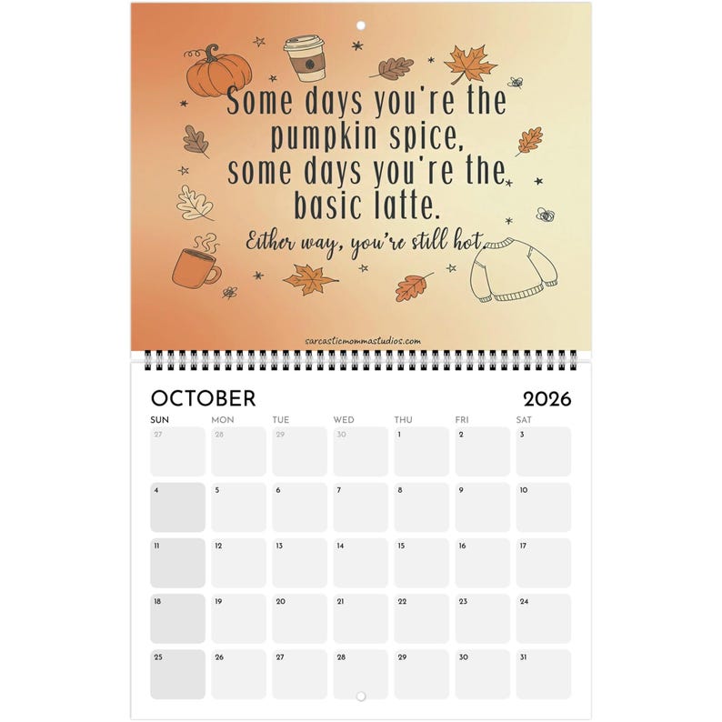 2026 Snarky Wall Calendar - Chaos, Coffee & Cuss Words - Perfect Gift ...