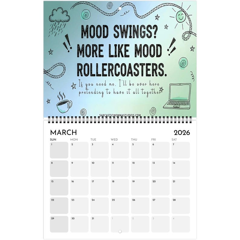 2026 Snarky Wall Calendar - Chaos, Coffee & Cuss Words - Perfect Gift ...