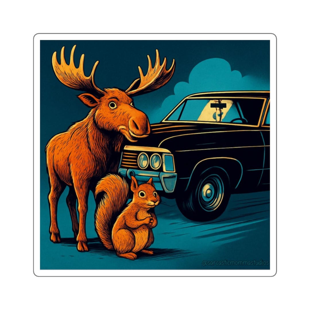 Supernatural Inspired Moose & Squirrel '67 Impala Sticker - Fandom Gift ...