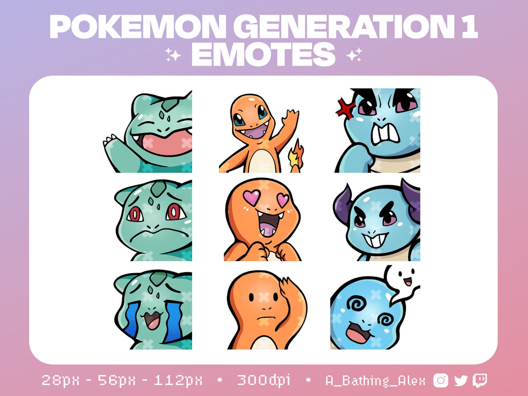 Emotes | Pokemon Generation 1 | Ready to Use | for Twitch, Discord, Etc ...