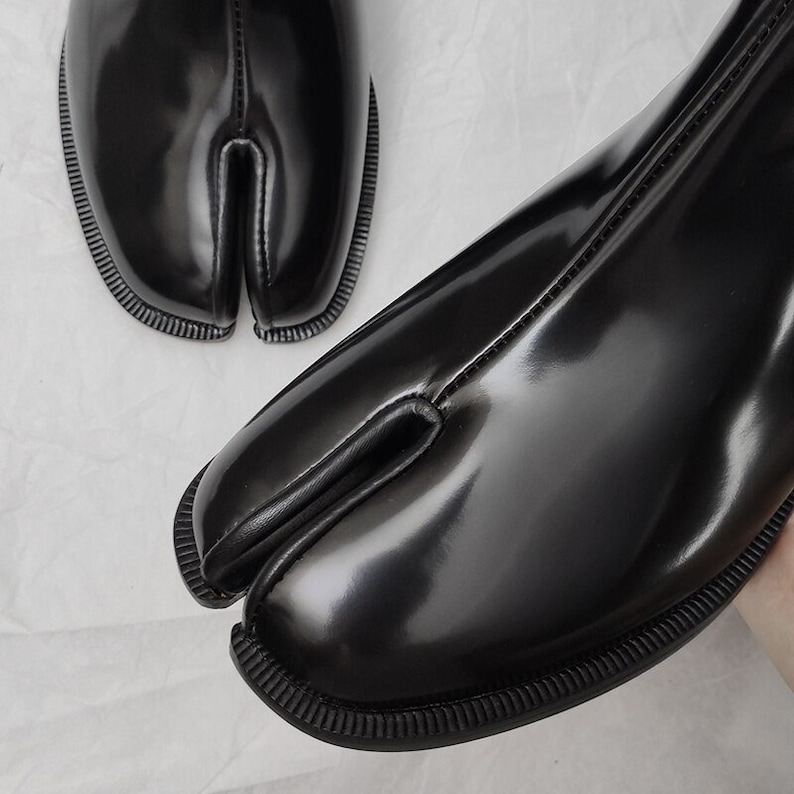 Tabi Leather Split-toe Boots Tabi Boots Black Leather - Etsy