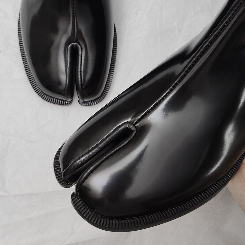 Tabi Leather Split-toe Boots Tabi Boots Black Leather - Etsy