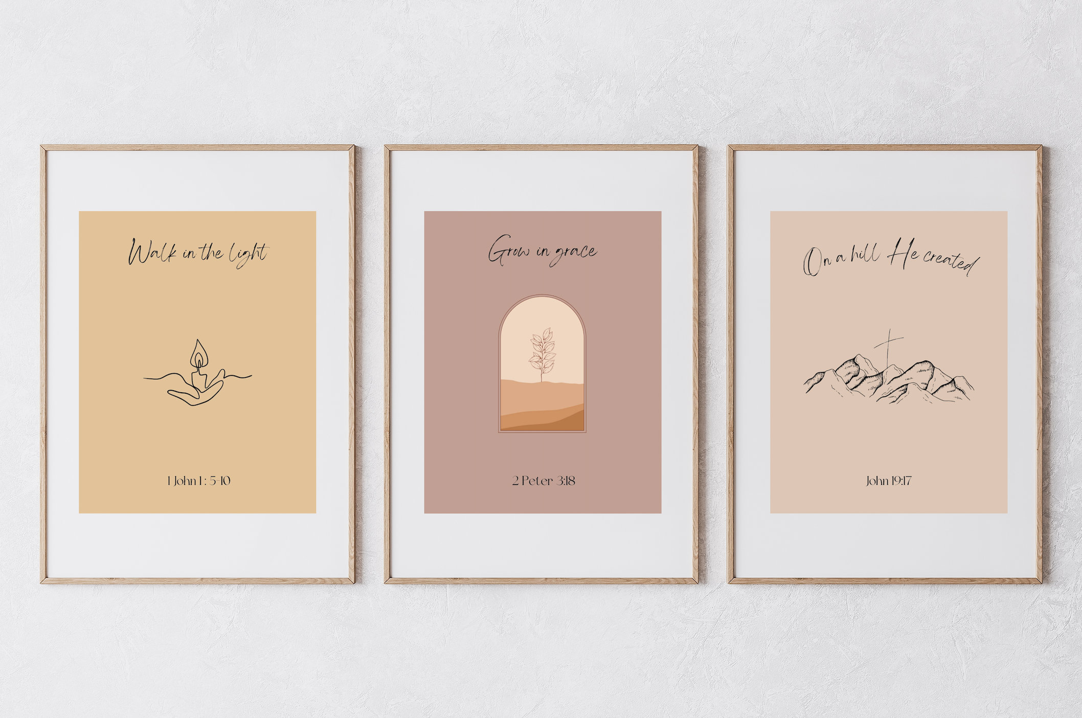 Christian Wall Art by Digital Download Set of 3 Prints Bible Verse Home ...
