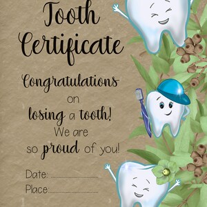 Lost Tooth Blank Certificate, Tooth Fairy Alternative, Celebrate ...