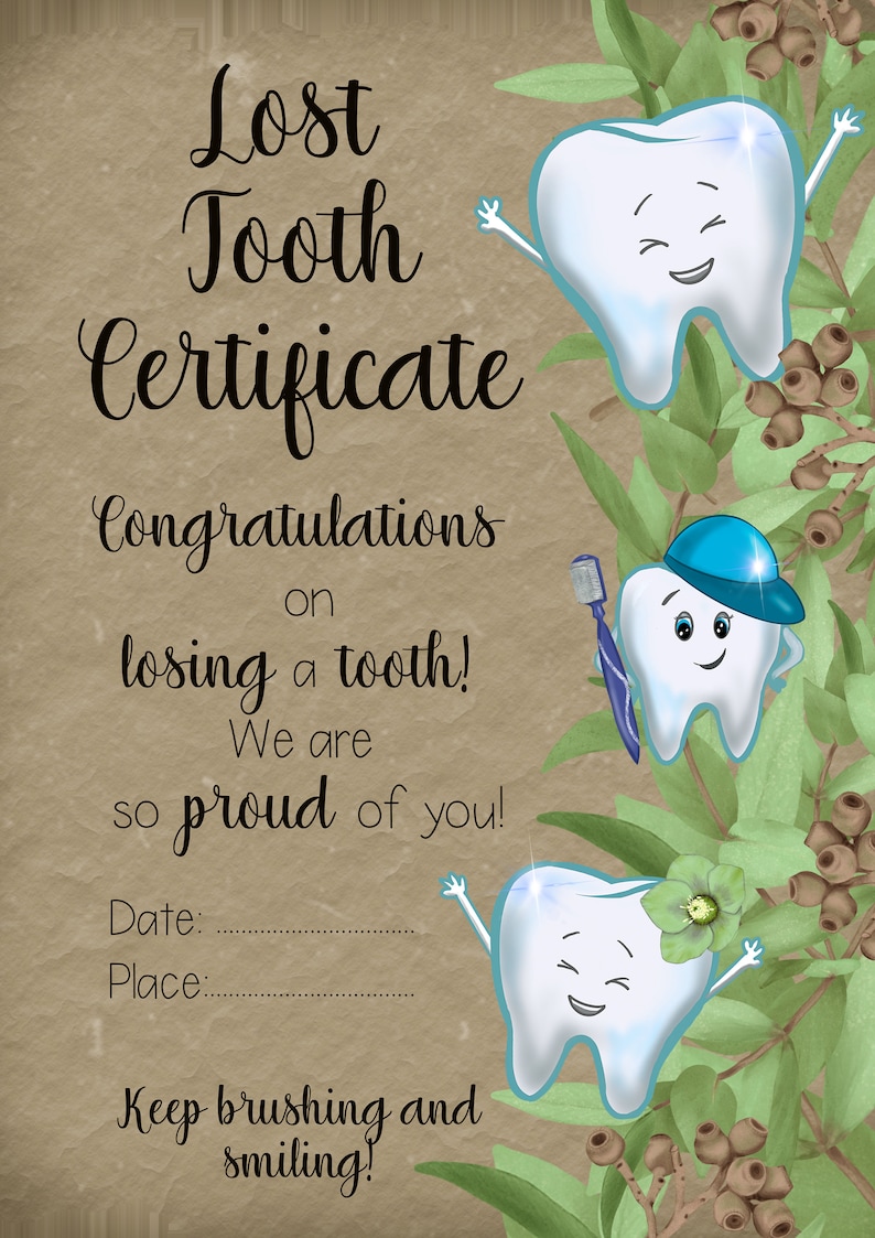 Lost Tooth Blank Certificate, Tooth Fairy Alternative, Celebrate ...