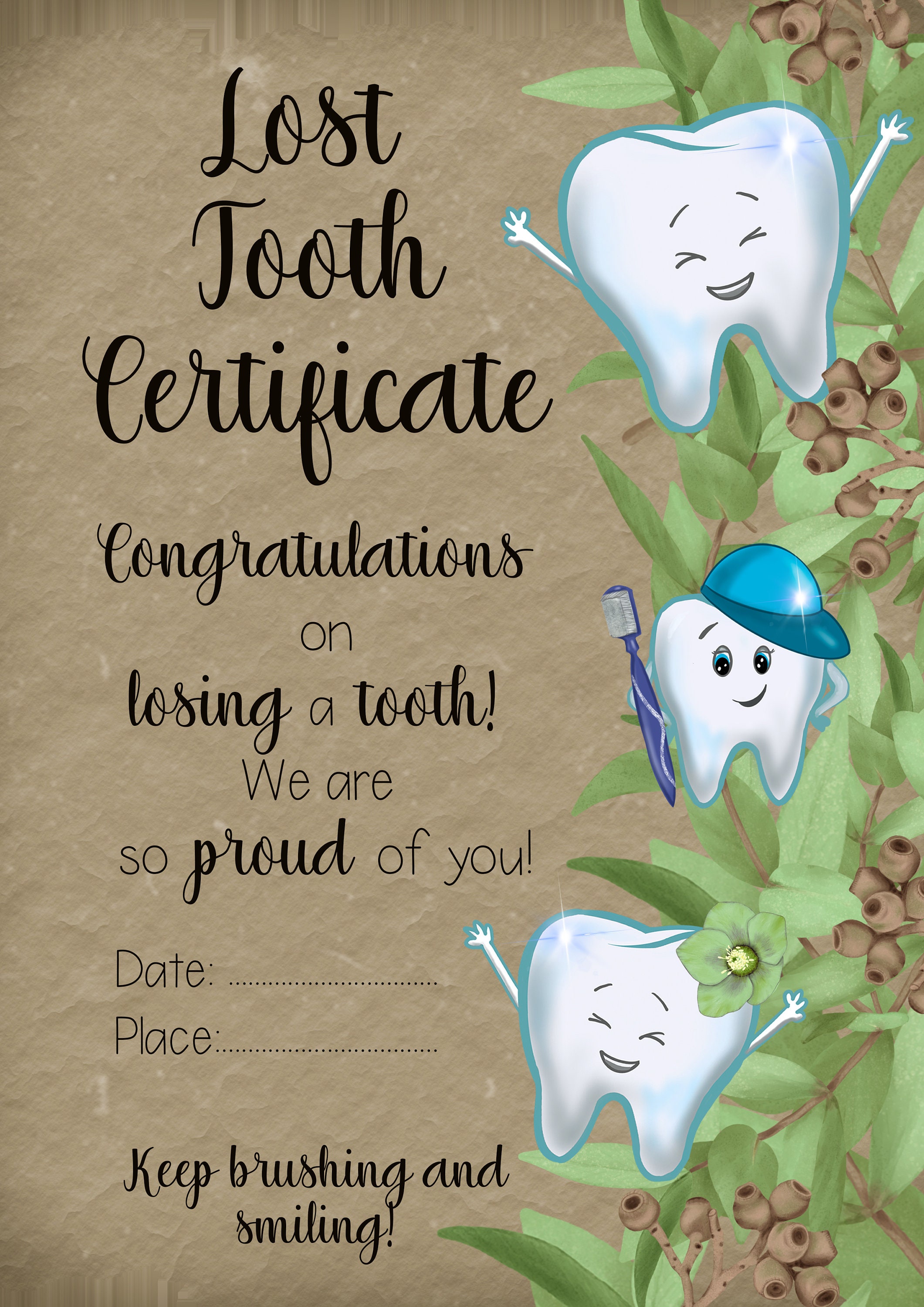 Lost Tooth Blank Certificate, Tooth Fairy Alternative, Celebrate ...