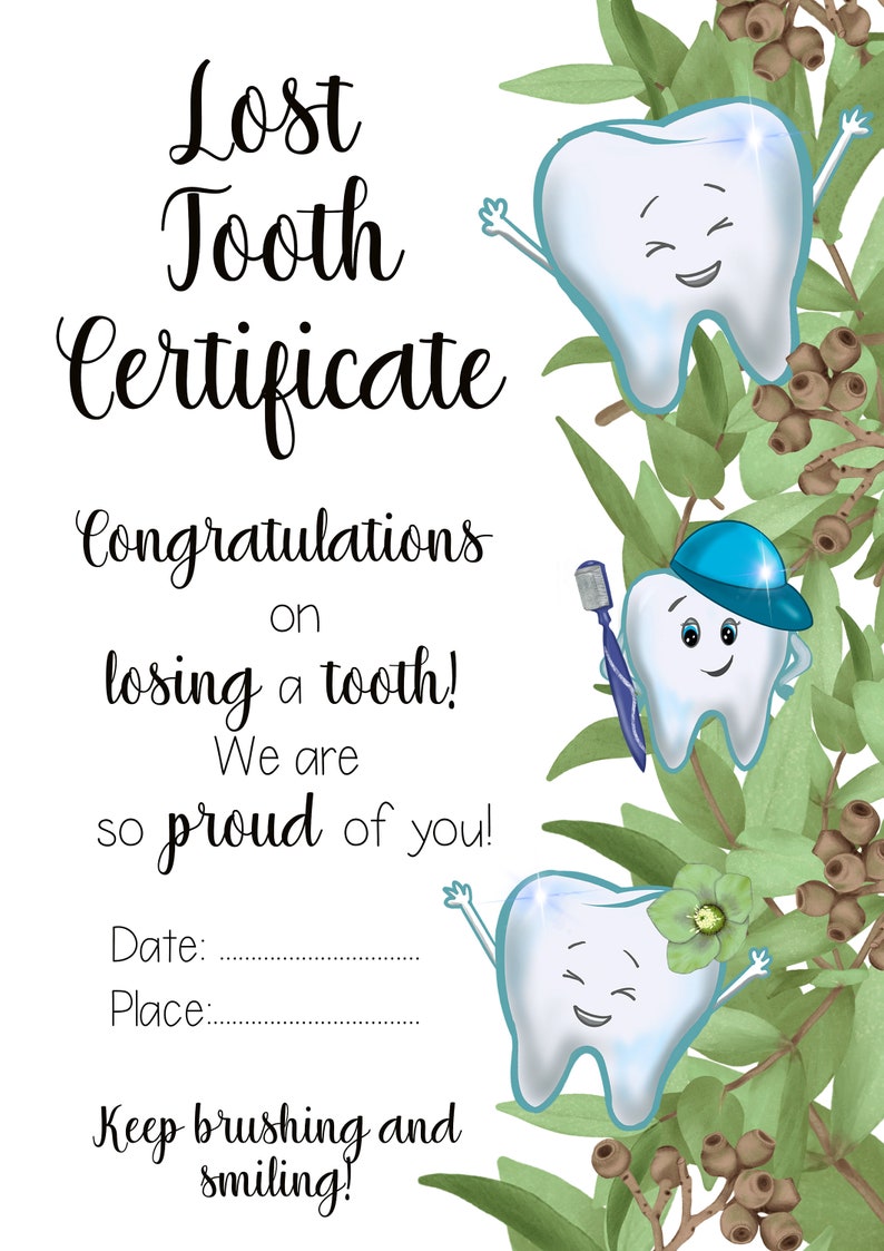 Lost Tooth Blank Certificate, Tooth Fairy Alternative, Celebrate ...