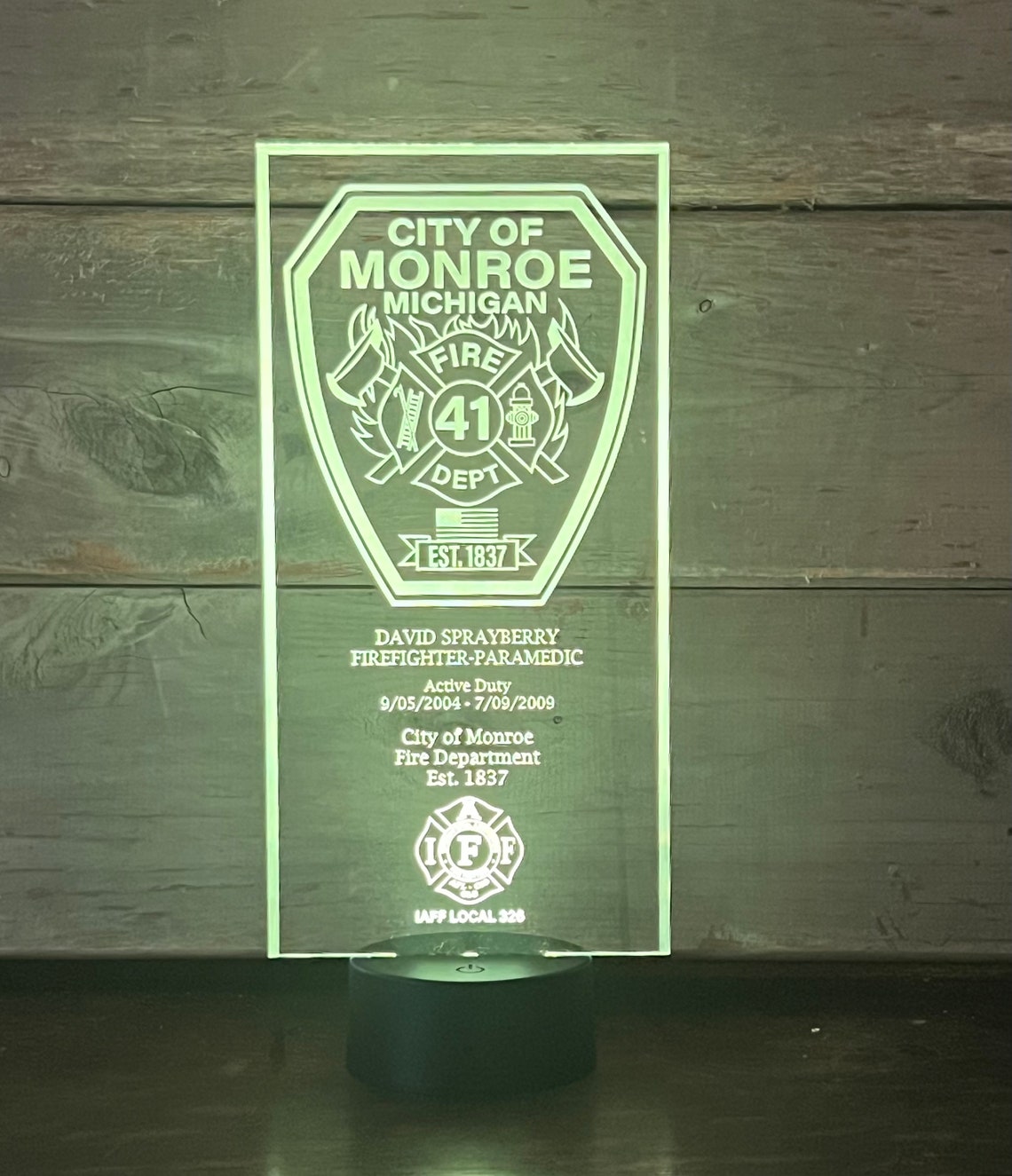 Firefighter LED Light Personalized Retirement Fire Badge Fire Patch ...