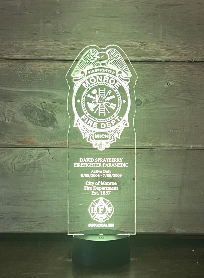 Firefighter LED Light Personalized Retirement Fire Badge Fire Patch ...