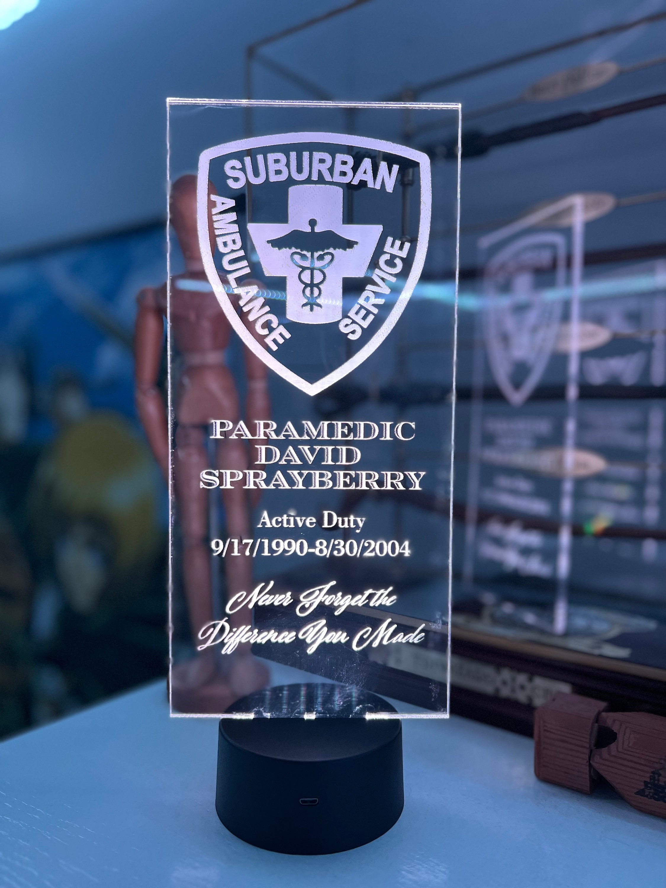 Firefighter LED Light Personalized Retirement Fire Badge Fire Patch ...