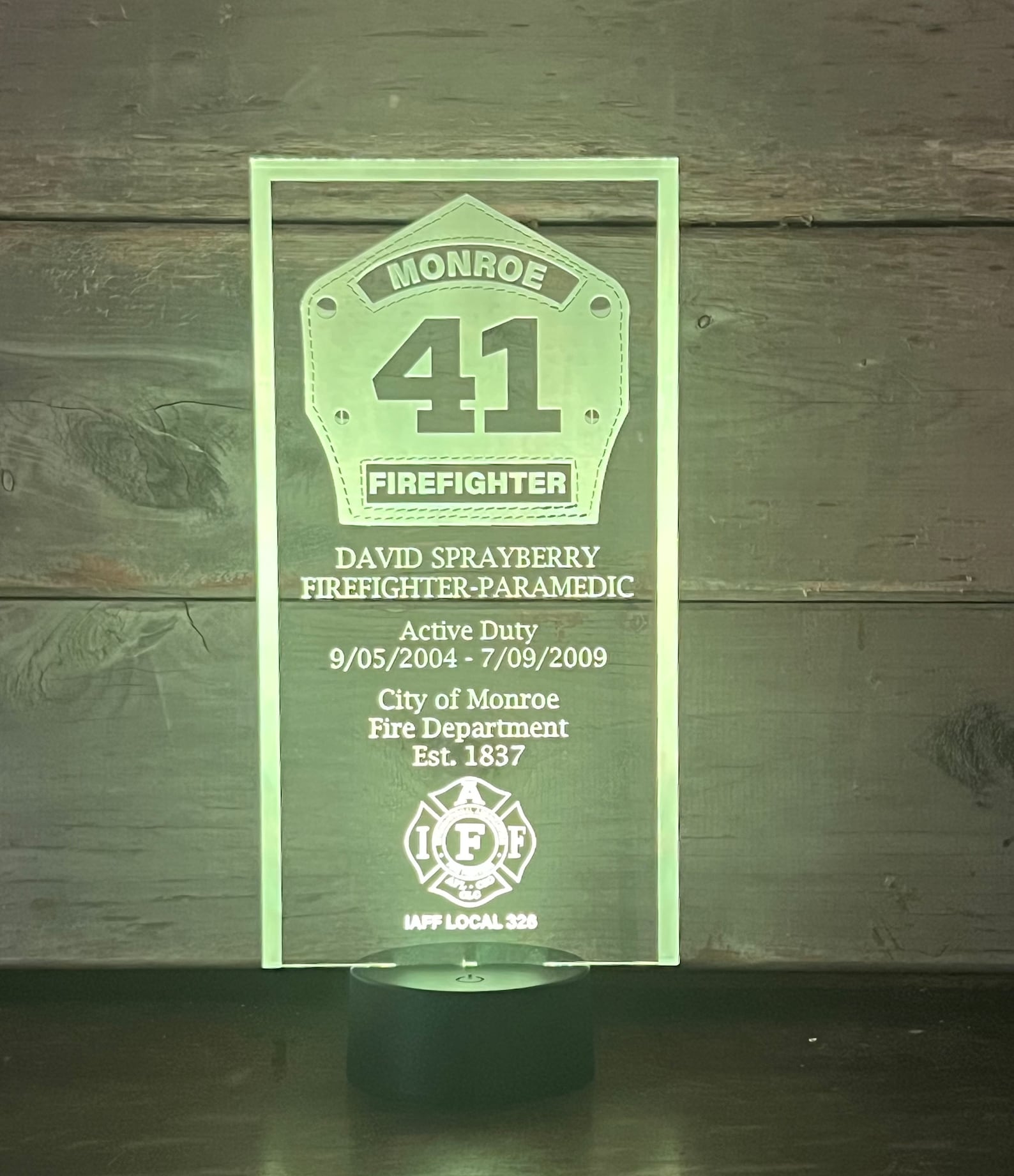 Firefighter LED Light Personalized Retirement Fire Badge Fire Patch ...