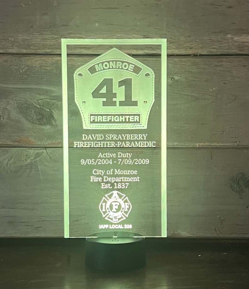 Firefighter LED Light Personalized Retirement Fire Badge Fire Patch ...
