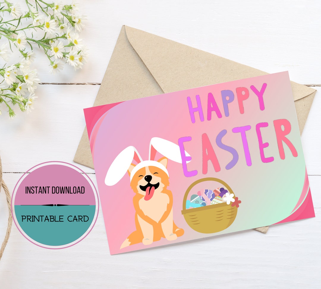 Instant Card, Easter Card, Printable Card, Easter, Eggs, Happy Easter ...