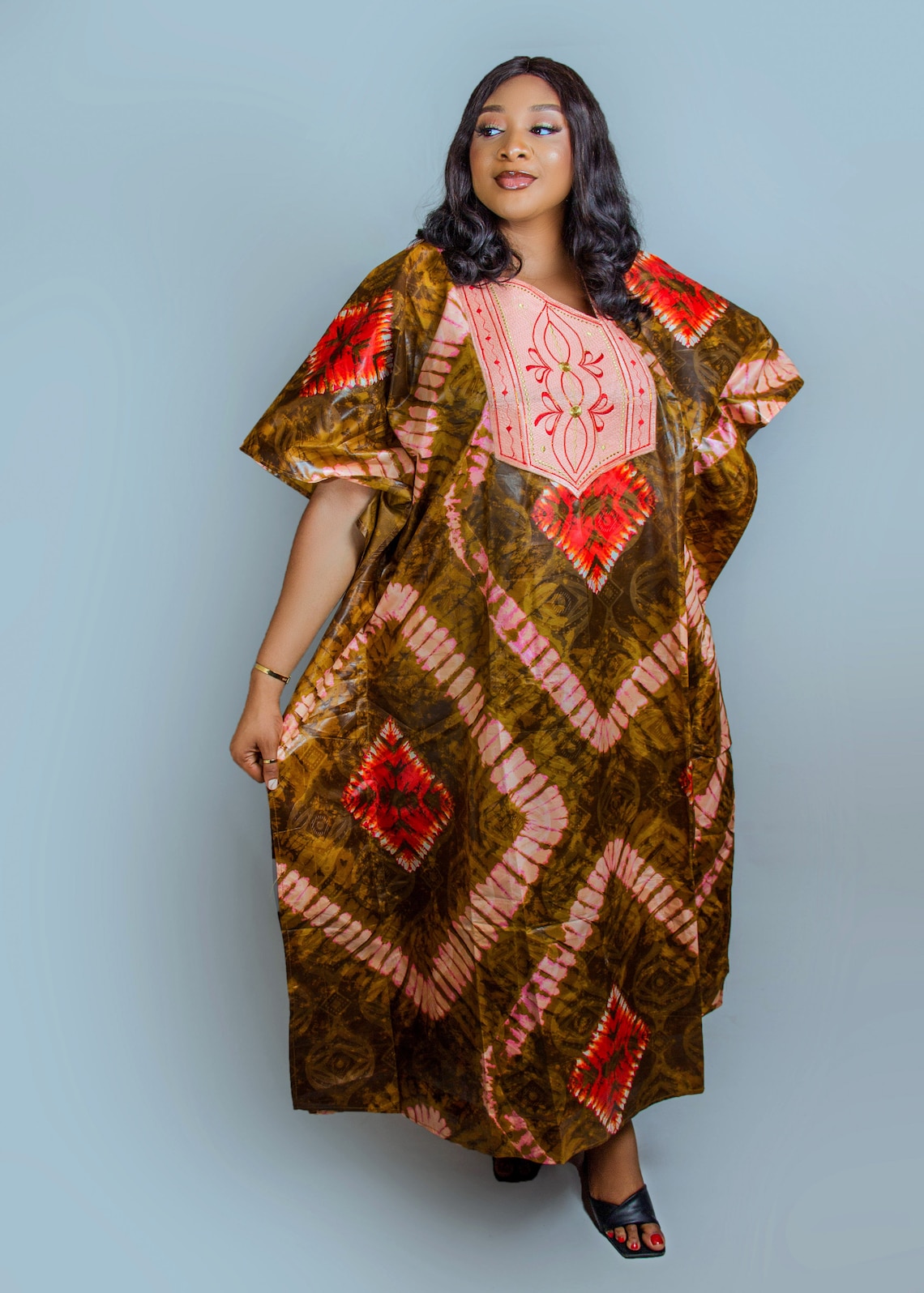Adire Kaftan Women Agbada Danshiki Dress With Free Scarf - Etsy