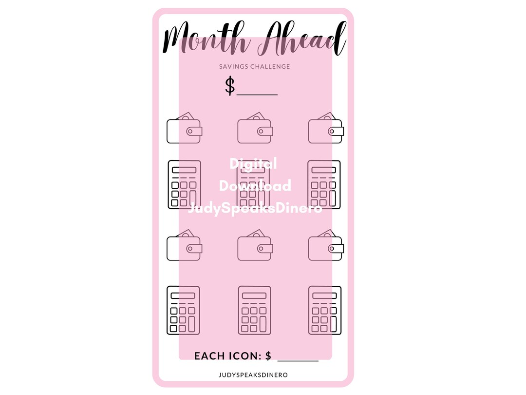 Month Ahead Savings Challenge Savings Tracker Printable Etsy Month Ahead Savings Challenge Savings Tracker Printable Etsy