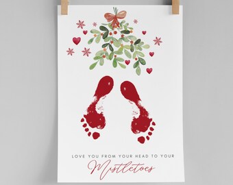 Mistletoe Christmas Footprint Art Craft, Holiday Craft, Preschool ...