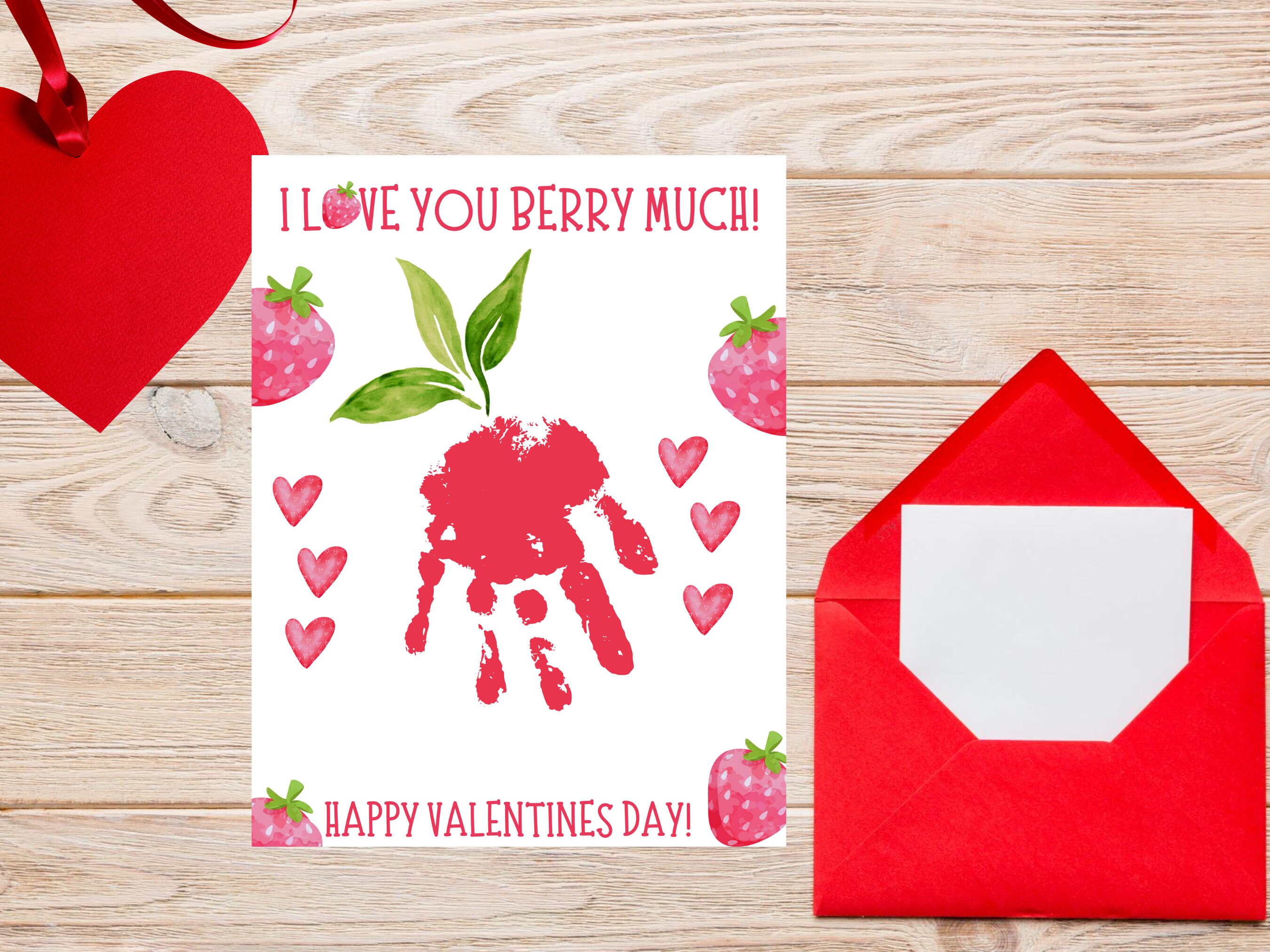 Valentine's Day Handprint Art, I Love You Berry Much, DIY Valentines ...