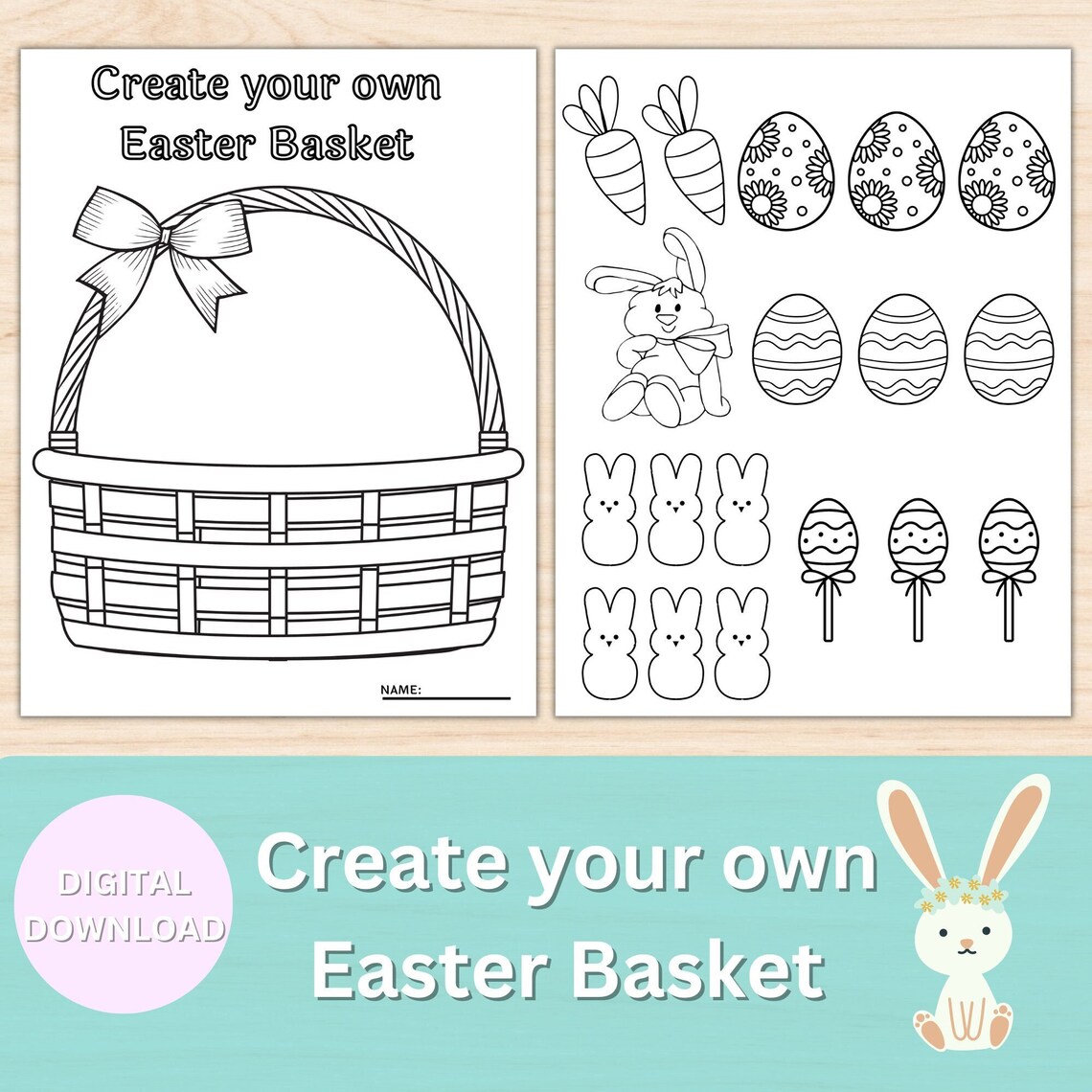 Kids Easter Craft Printable - "easter EGG Coloring" Easter Cut and ...