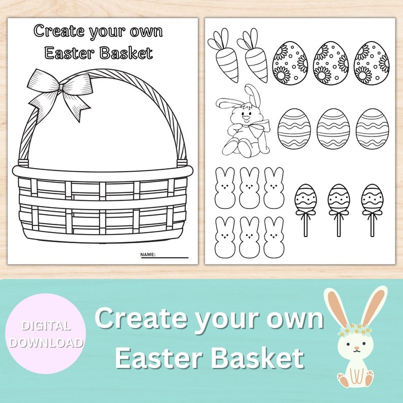 Kids Easter Craft Printable - "easter EGG Coloring" Easter Cut and ...