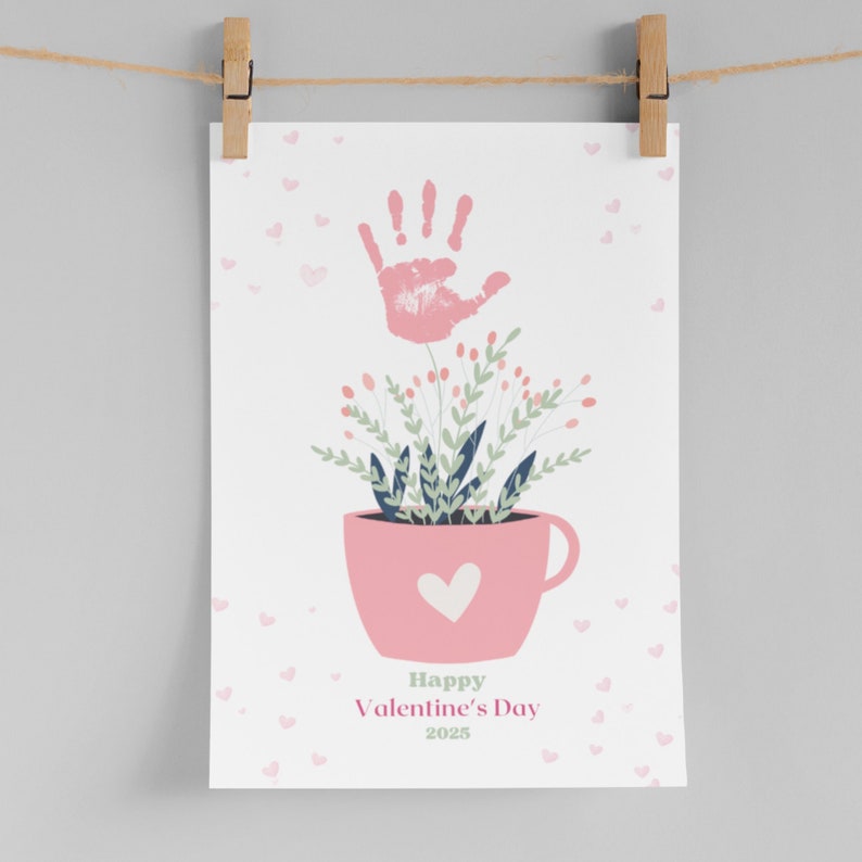 PRINTABLE Valentines Day Handprint Art Craft for Kids, Keepsake Art ...