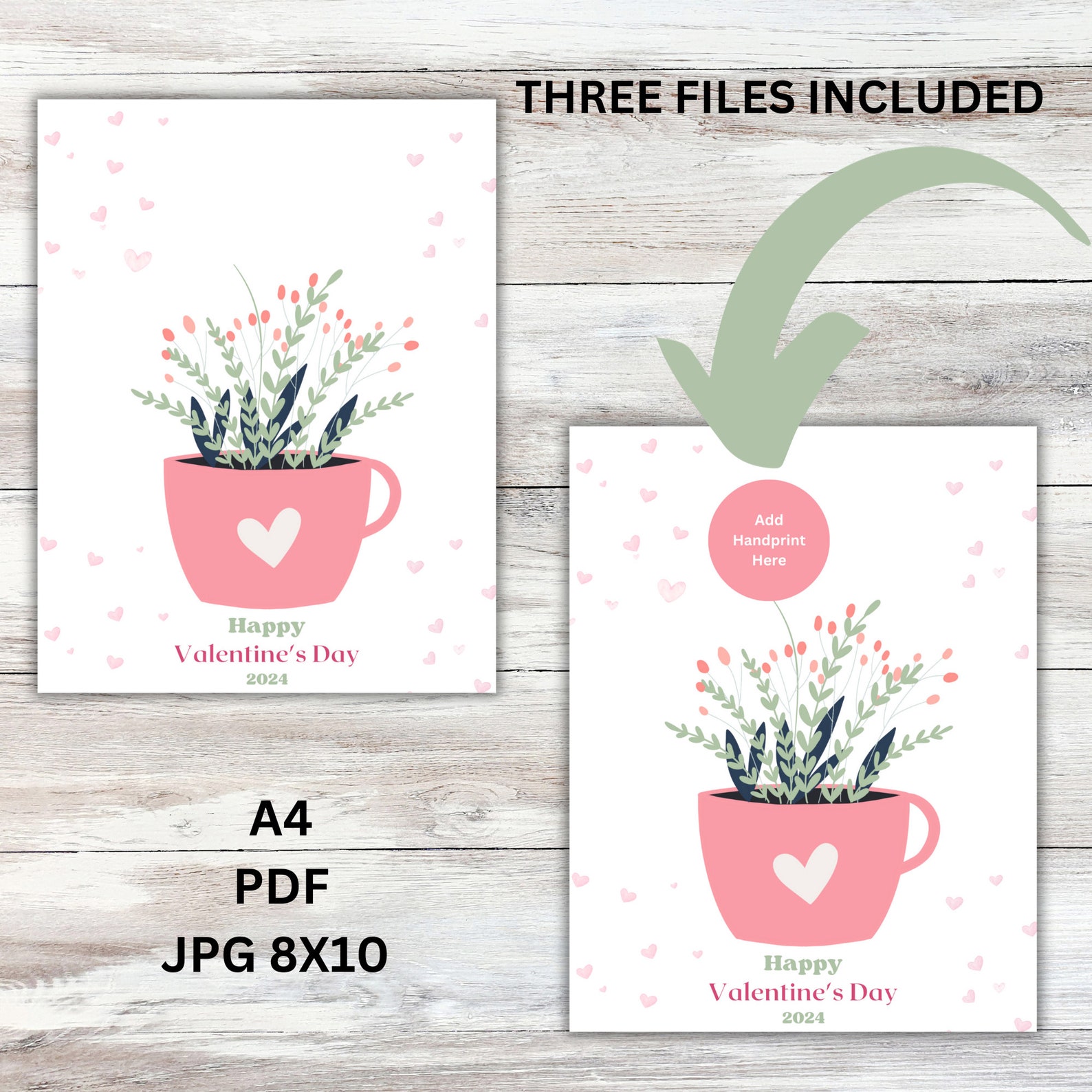 PRINTABLE Valentines Day Handprint Art Craft for Kids, Keepsake Art ...