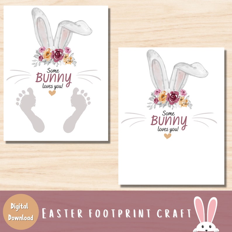 Bunny Feet Easter Craft, Easter Footprint Kids Craft, Baby's First ...
