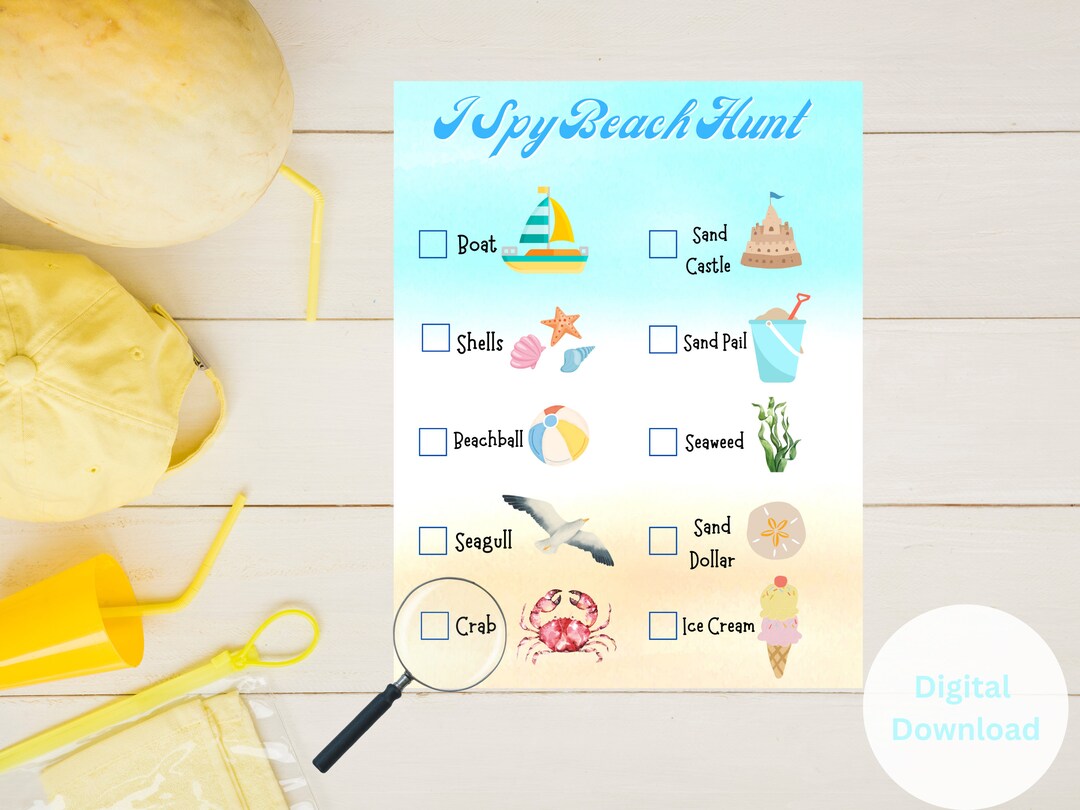 I Spy Beach Hunt/scavenger Hunt Activity - Etsy