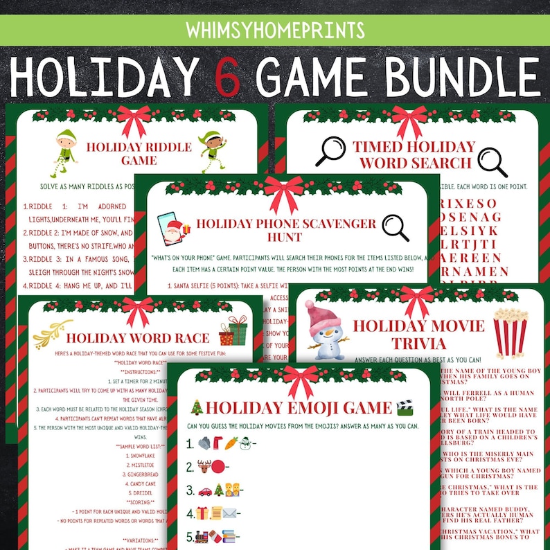 Printable Christmas Game Bundle | Christmas Party Games | Christmas ...