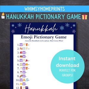 Hanukkah Emoji Pictionary Game: Jewish Holiday Party (digital Download ...