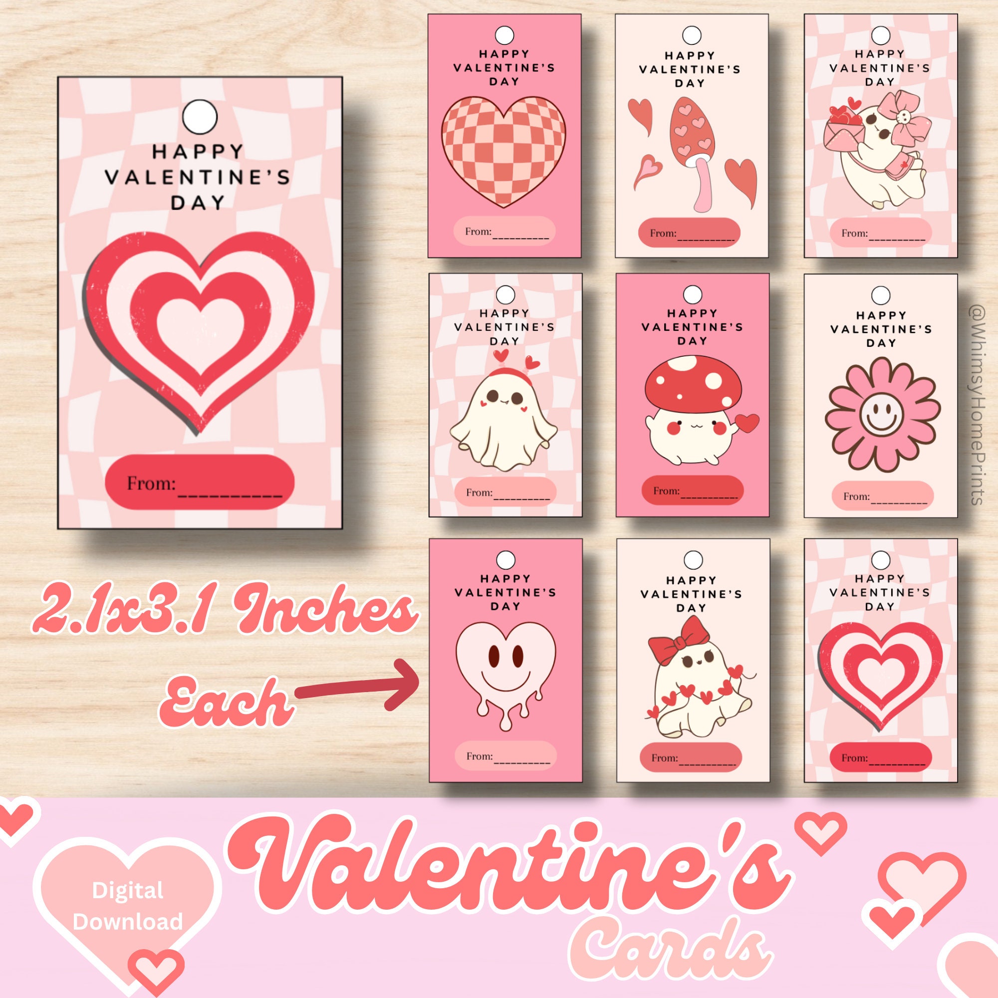 Retro Valentine Cards PRINTABLE, Valentines Day Cards for Kids ...