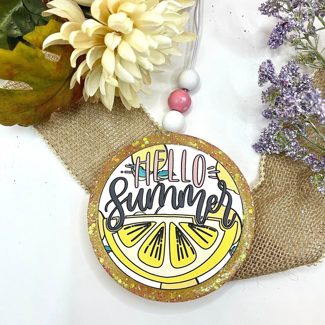 Hello Summer Car Freshie, Lemon Air Freshener, Cute Hanging Accessory ...