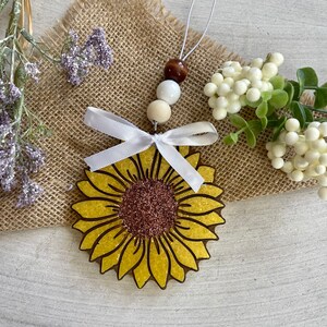 Sunflower Car Freshie, Flower Air Freshener, Summer Glitter Sparkly ...