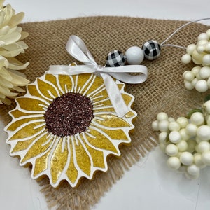 Sunflower Car Freshie, Flower Air Freshener, Summer Glitter Sparkly ...