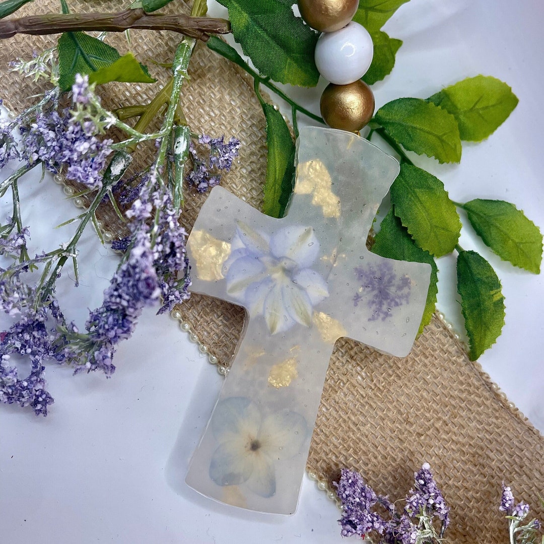 Floral Cross Car Freshie, Real Dried Pressed Flowers Air Freshener ...