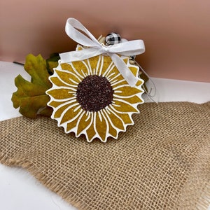 Sunflower Car Freshie, Flower Air Freshener, Summer Glitter Sparkly ...