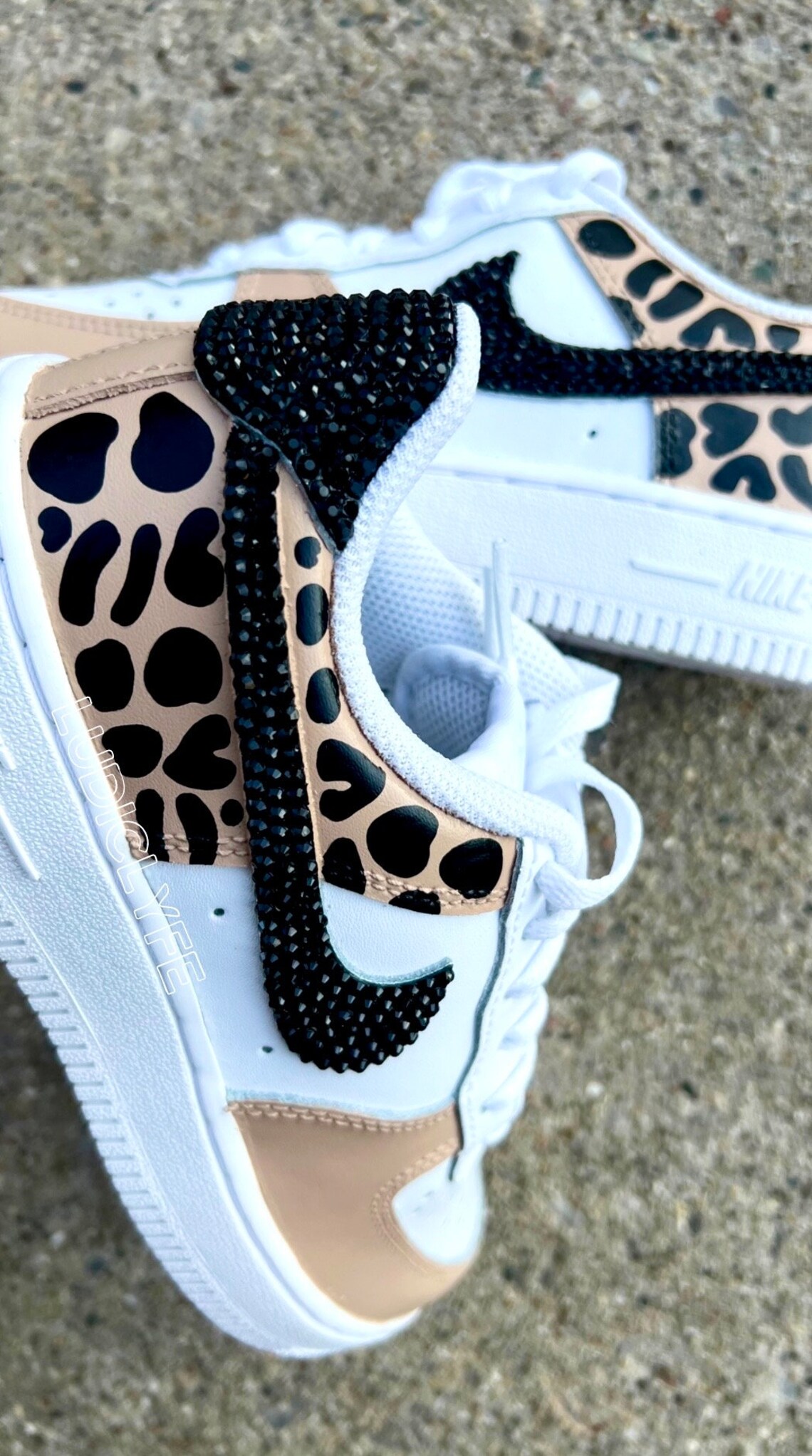 Custom Cheetah Air Force 1 With Rhinestone Swoosh, Custom Shoes, Animal ...