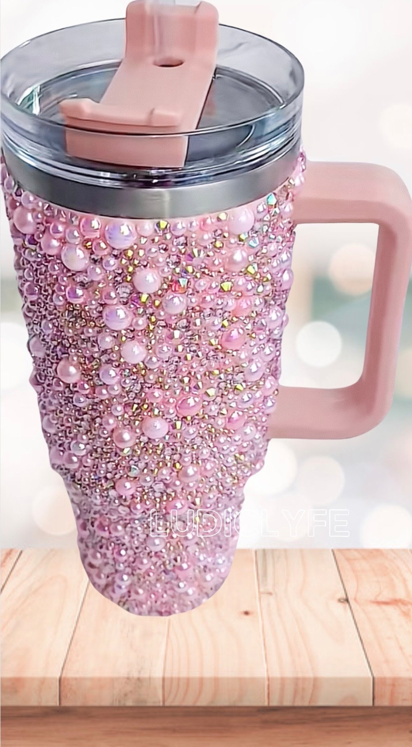 Pearl Rhinestone Stanley Cup, 40oz Stanley Quencher, Bedazzled Tumbler ...