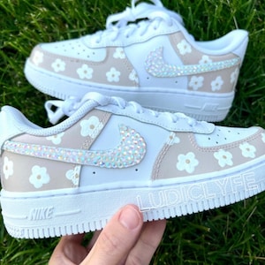 Custom Daisy Rhinestone Air Force 1 Shoes, Hand Painted Flower Sneakers ...