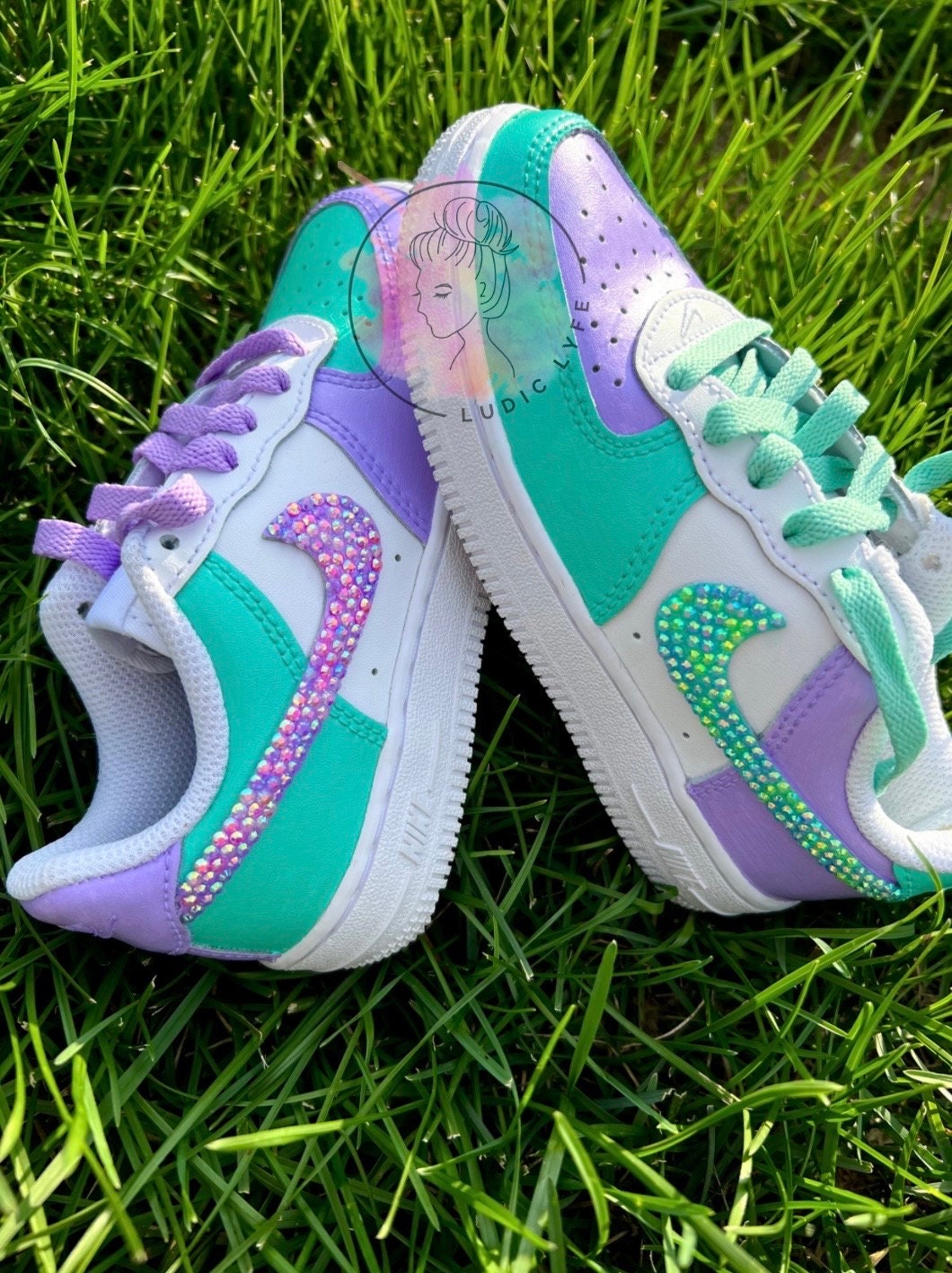 Custom Color W/ Rhinestones Air Force 1, Rhinestone, Gem, Bling Af1 - Etsy