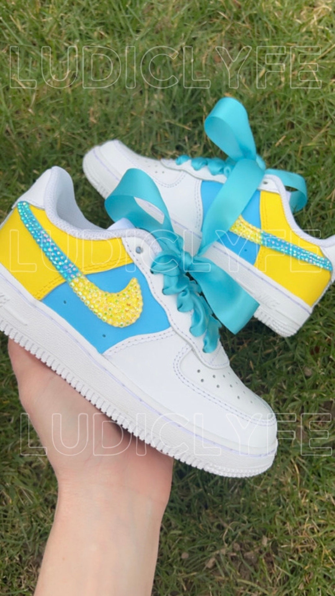 Custom Color Block AF1 With Rhinestones, Custom Shoes - Etsy