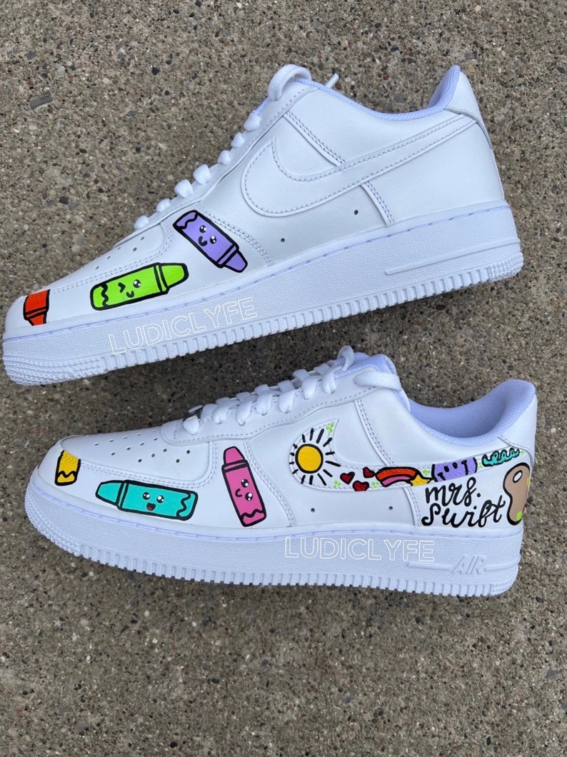 Custom ART Teacher Air Force 1, Doodle Shoe, Crayon Air Force 1 - Etsy