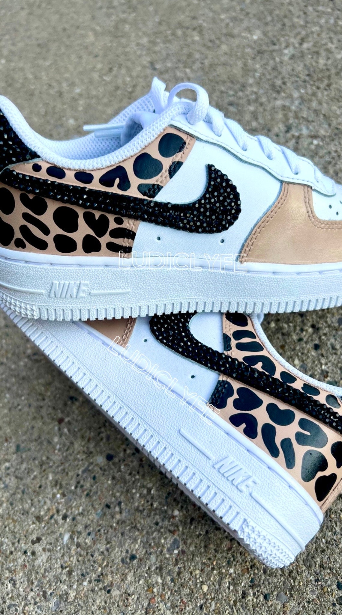 Custom Cheetah Air Force 1 With Rhinestone Swoosh, Custom Shoes, Animal ...