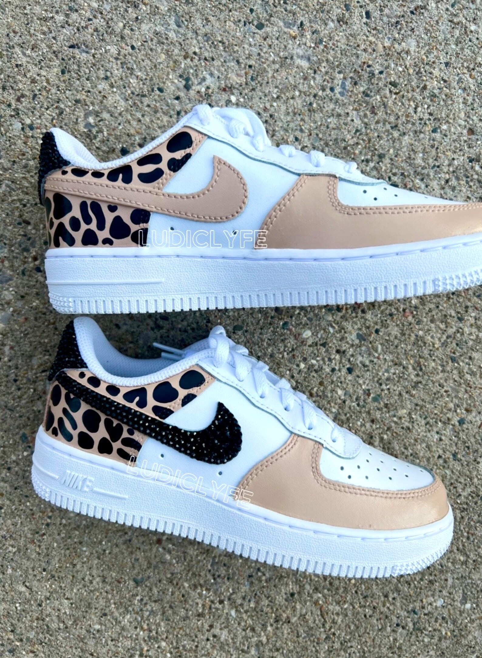 Custom Cheetah Air Force 1 With Rhinestone Swoosh, Custom Shoes, Animal ...