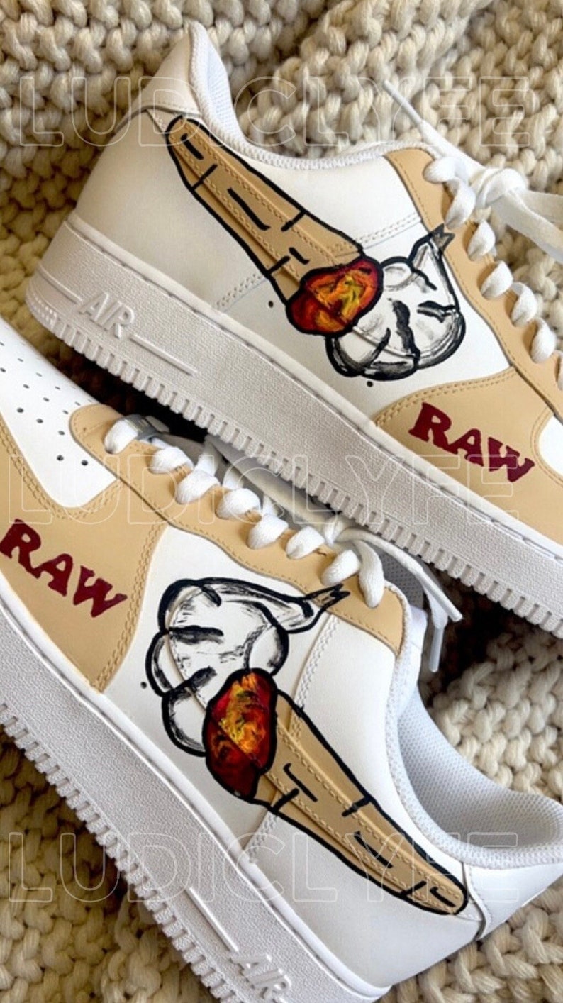 Custom Painted Air Force 1 Sneakers: 'raw' Blunt Shoes - Etsy