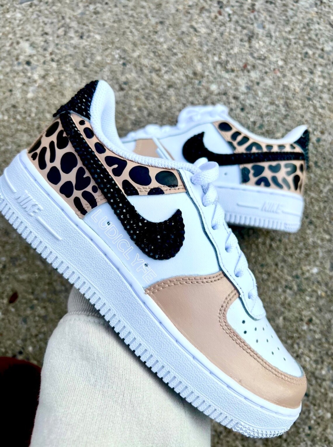 Custom Cheetah Air Force 1 With Rhinestone Swoosh, Custom Shoes, Animal ...