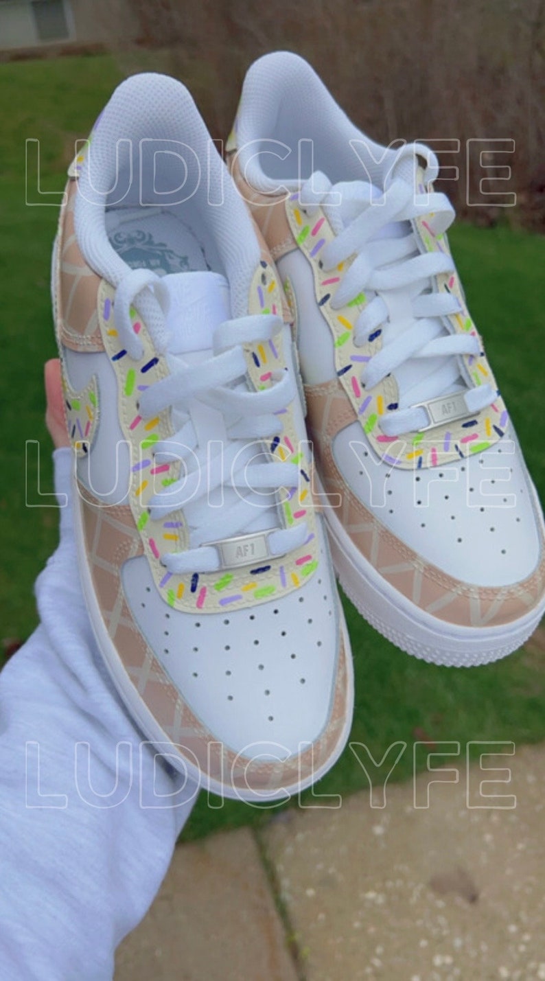 Custom Hand Painted Ice Cream Cone AF1 Shoes, Nike Air Force 1 Sneakers ...