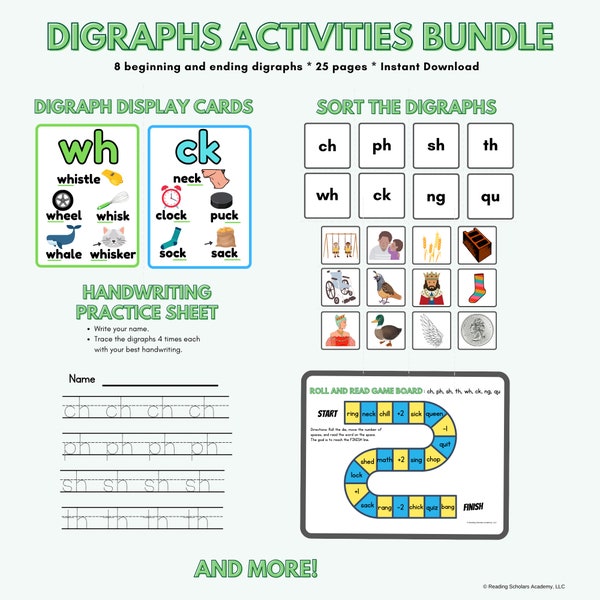 Digraphs First Grade Worksheets - Etsy