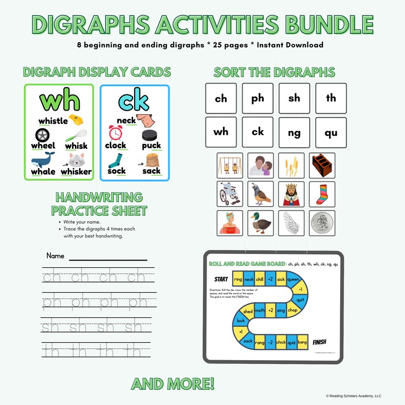 Printable Worksheets for Kids Digraphs Printable Activities - Etsy